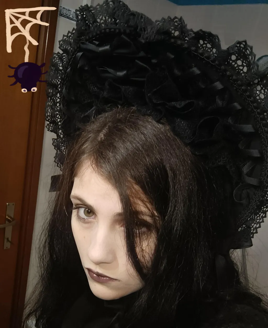 Gothic Lolita Lace Bonnet Wide Brim Bow BNT Headwear – 42Lolita