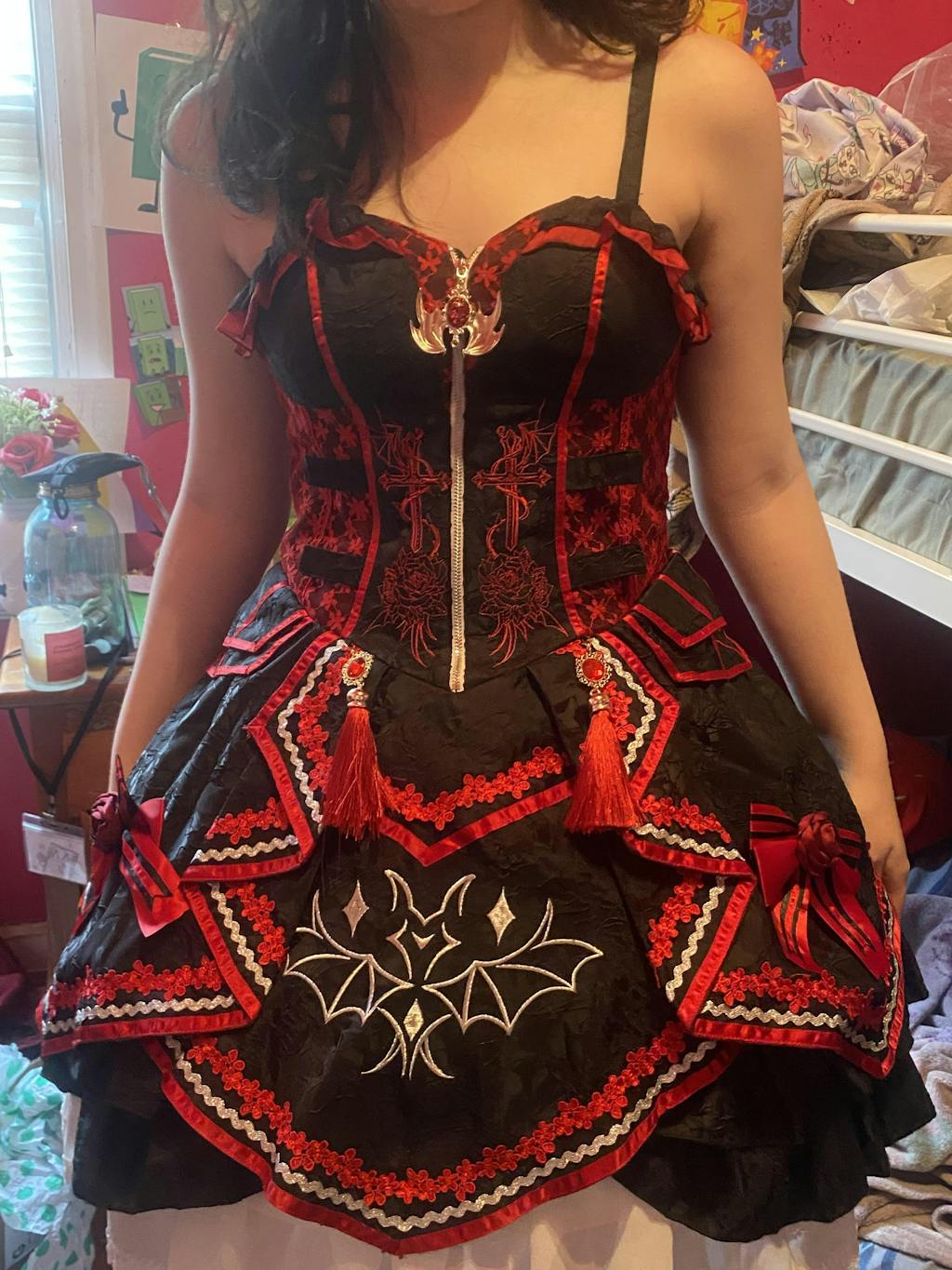 Gothic Lolita JSK Black Red Goth Jumper Dress