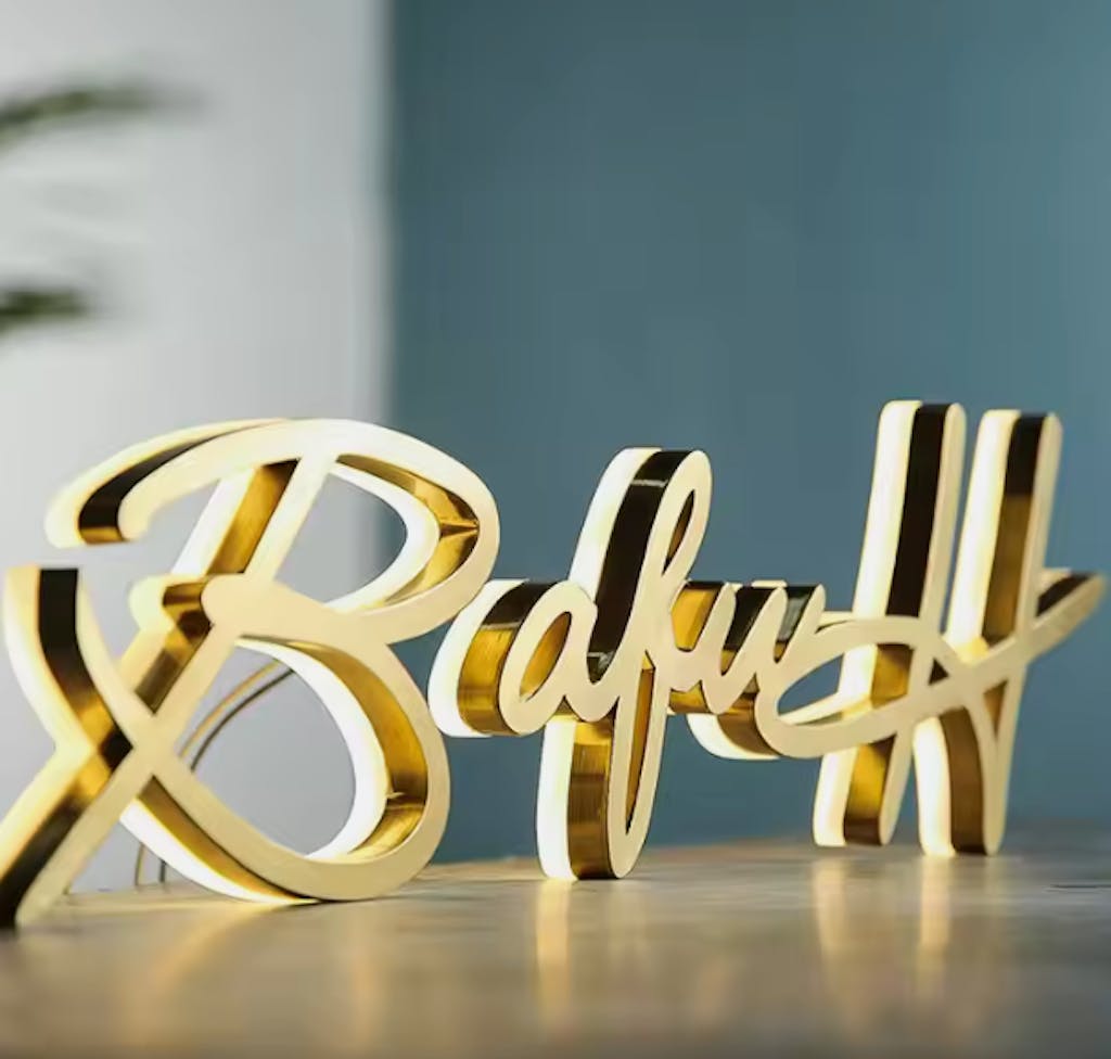 Best Custom 3D Neon Signs Metal Gold Silver Neon Light 20% Off Now ...