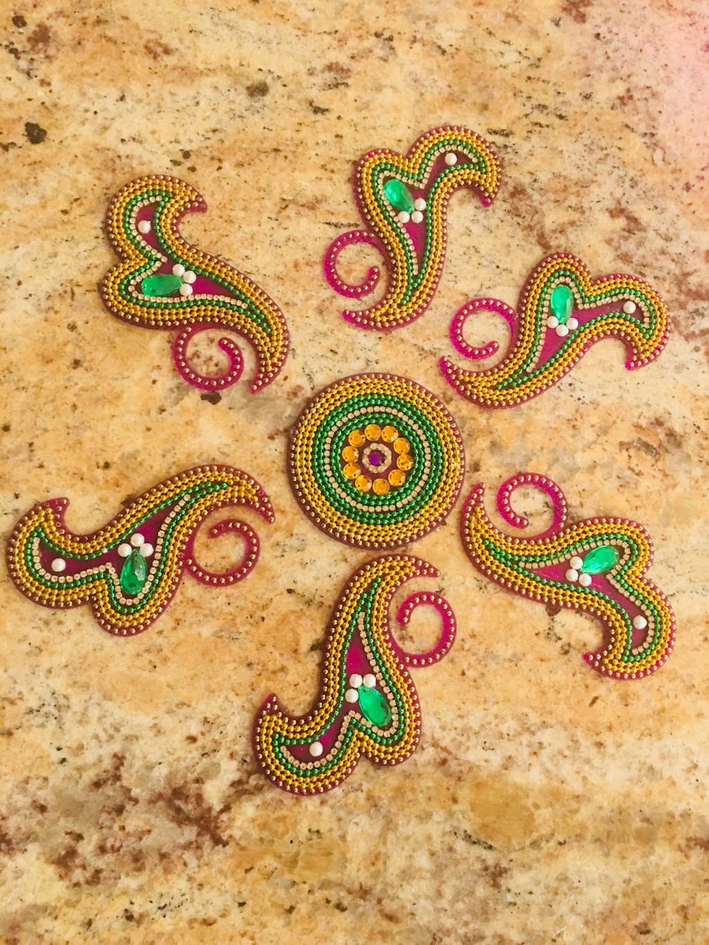 Buy Rangoli Design Green, Purple color For Floor / Wall Decoration in USA