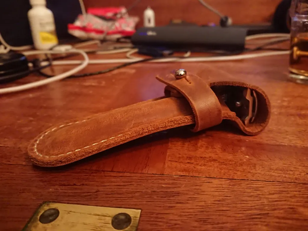 Handmade Leather Safety Razor Case - Crazy Horse Brown - Galen Leather