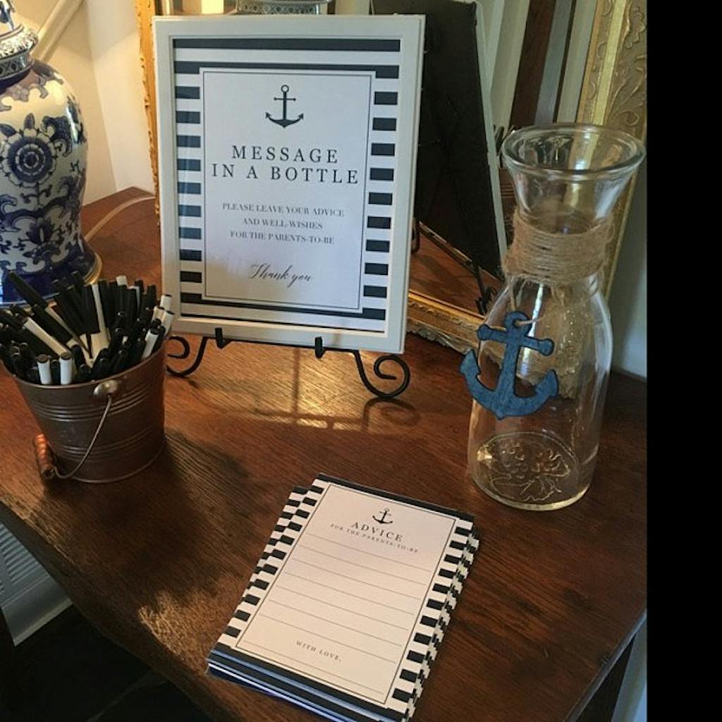 Message In A Bottle sign template with navy stripes | Instant download ...