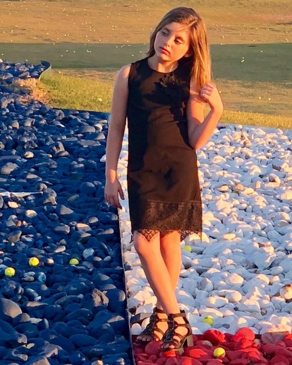 Onyx Black Stretchy Sleeveless Party Shift Dress with Lace Trim Girls ...