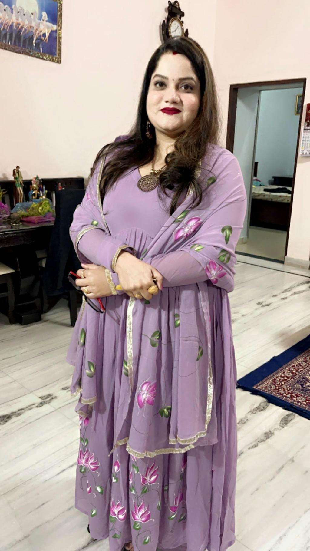 Shop Sayuri Handpainted Georgette Suit Set for Women Online in India at ...