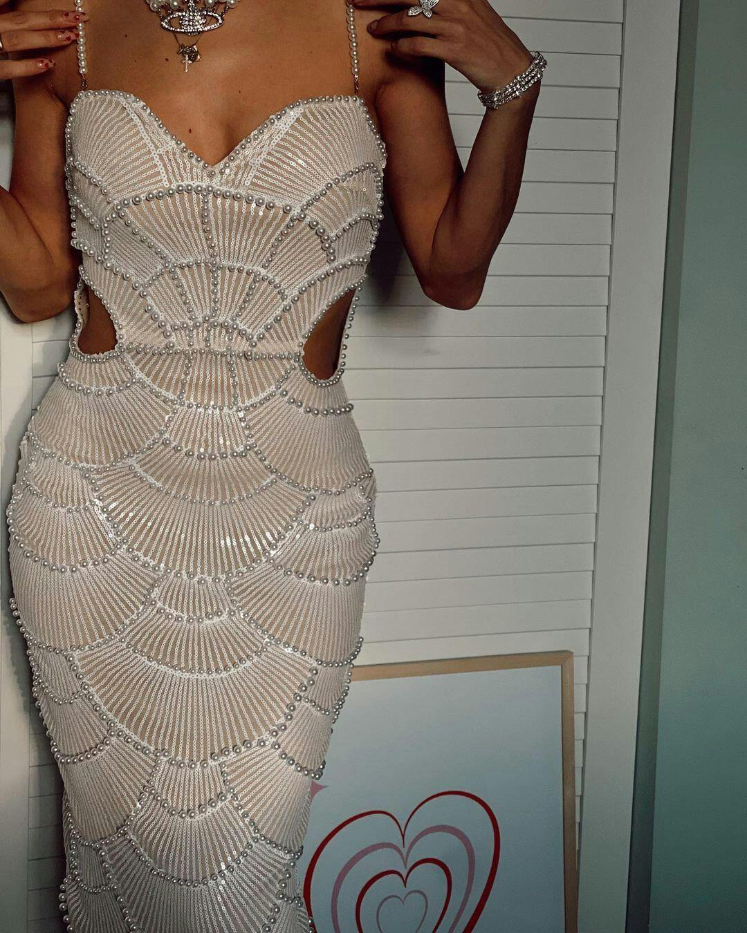 Elvy Pearl Cutout Strap Dress Acmefun