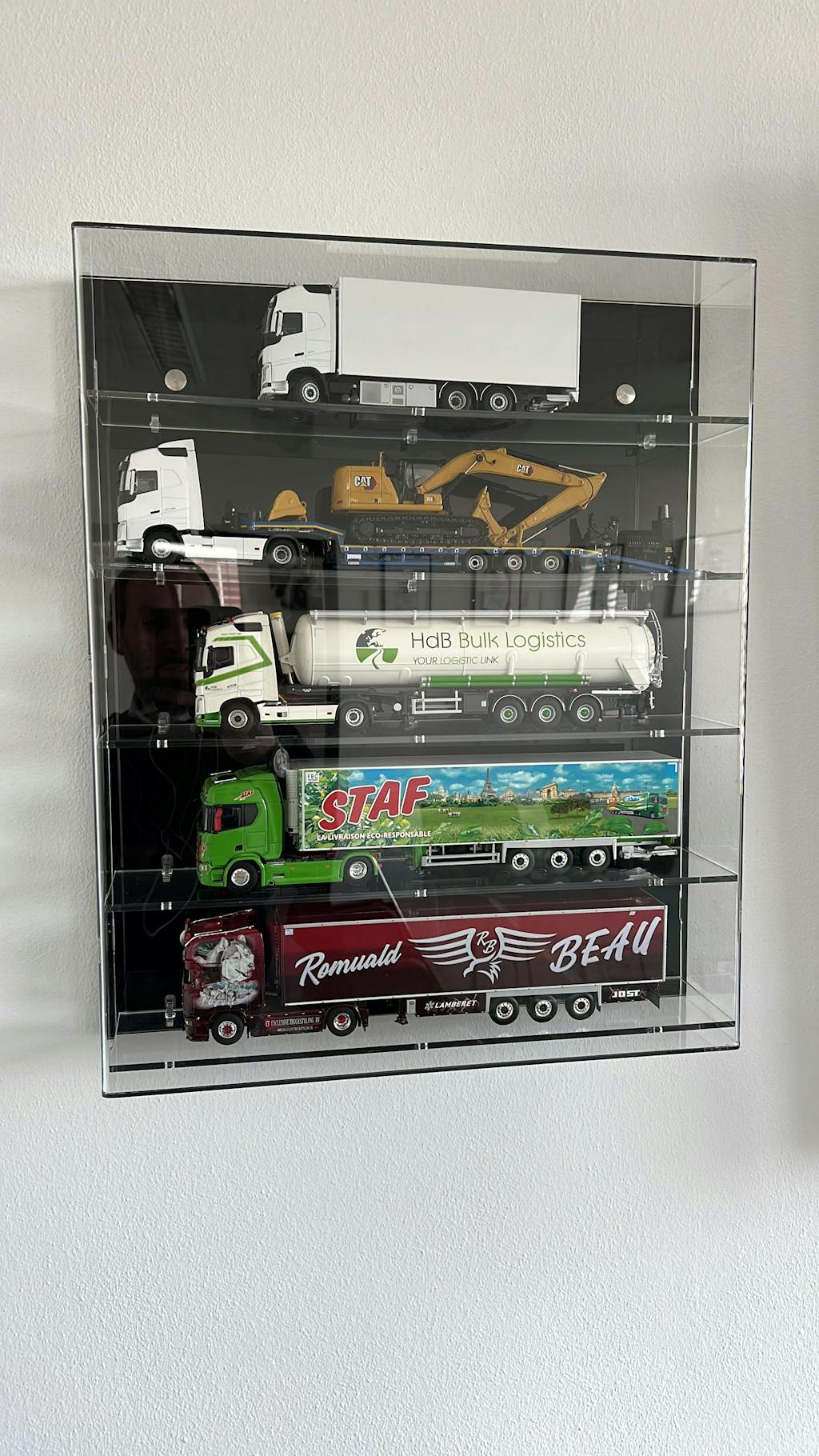 Acrylic Model Wall Display Case for 1:50 Scale Model Trucks - 5 Shelves ...