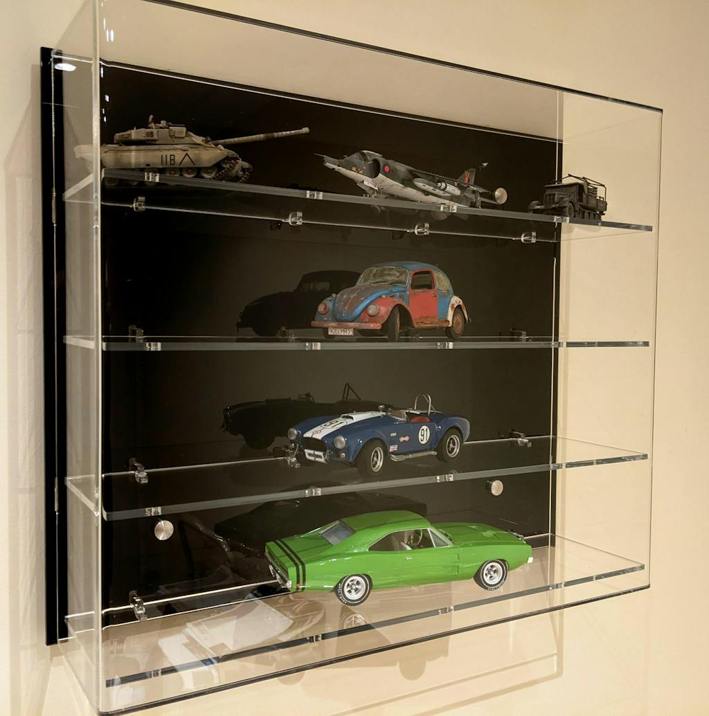 Acrylic Wall Display Case (Choice of Number of Shelves and Back Colour ...