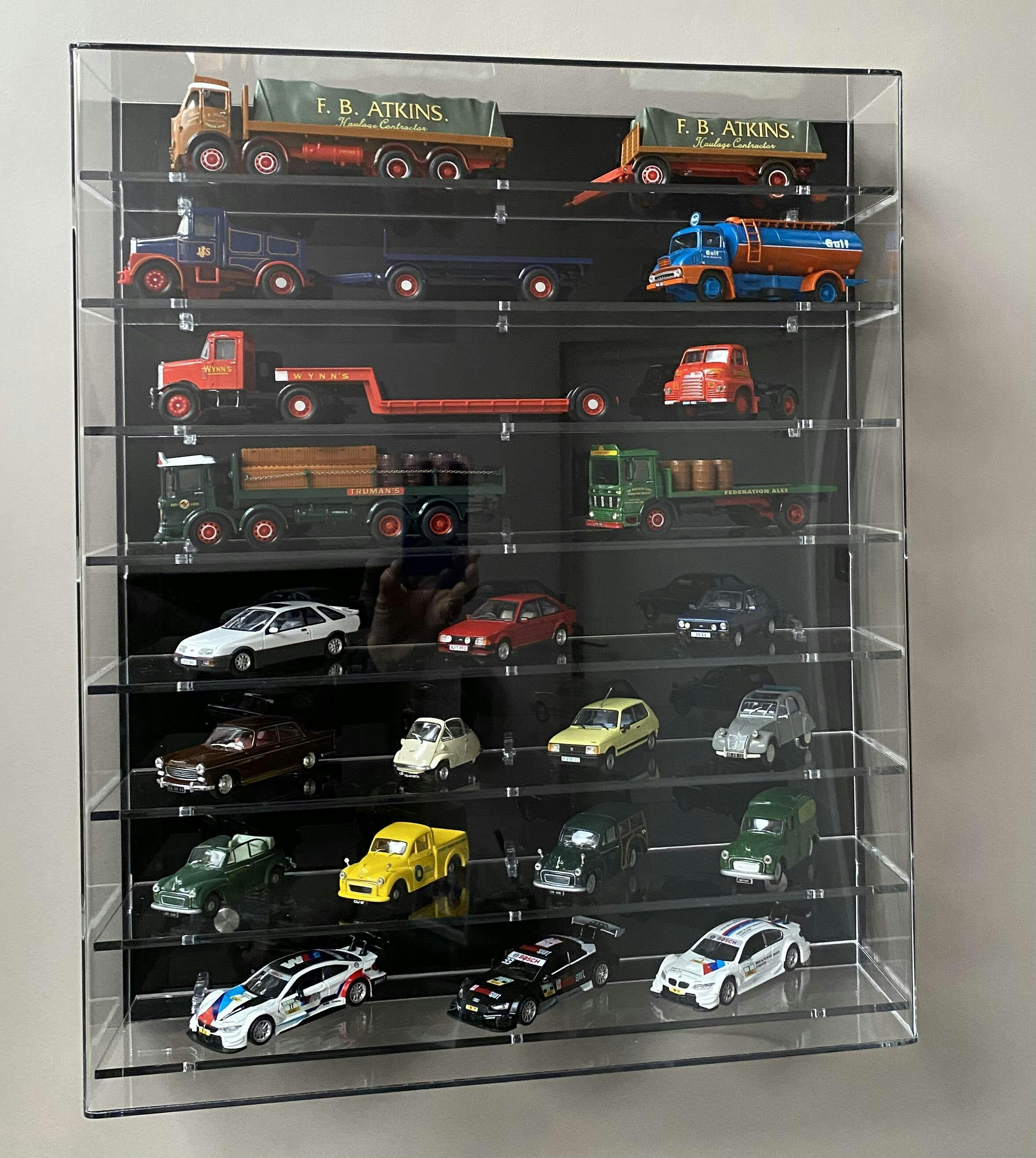 Acrylic Model Wall Display Case for 1:43 Model Cars with 8 Shelves ...