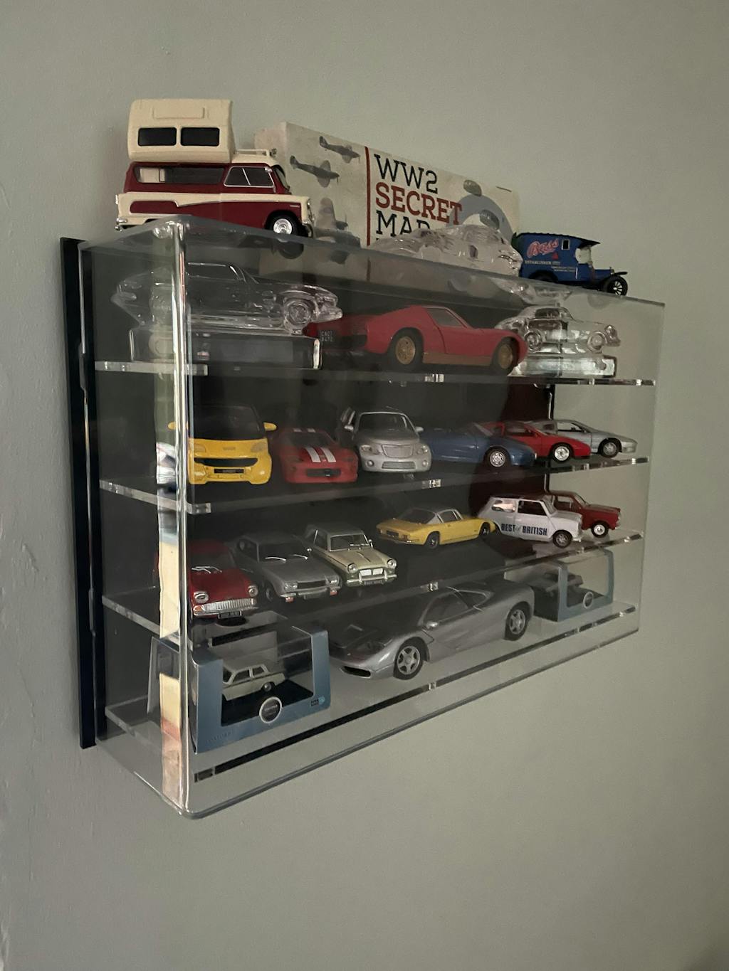 Acrylic Model Wall Display Case for 1:43 Scale Model Cars - 4 Shelves ...
