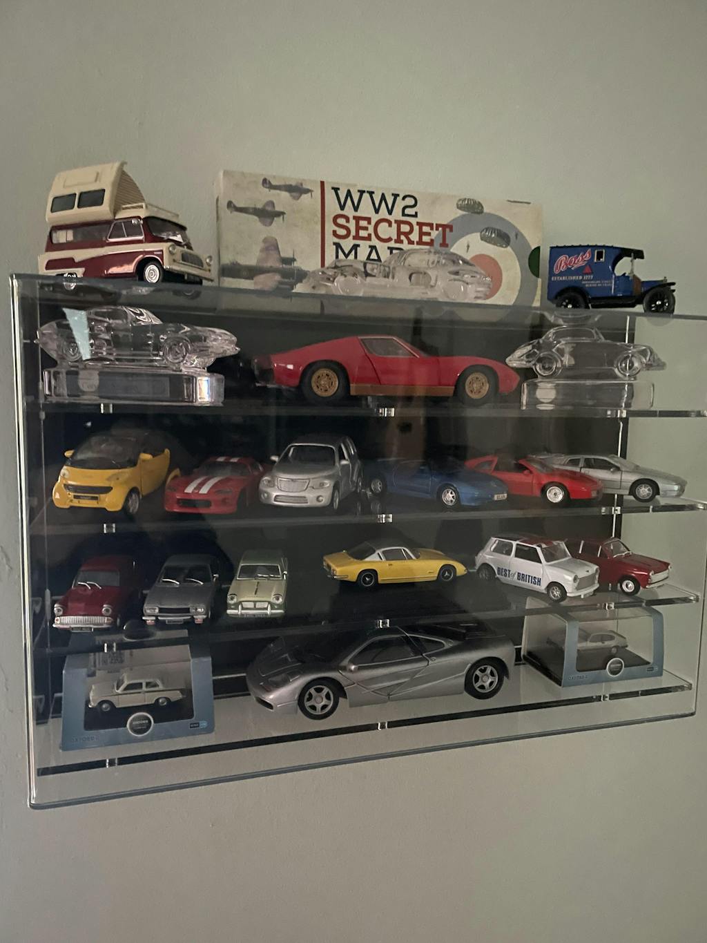 Acrylic Model Wall Display Case for 1:43 Scale Model Cars - 4 Shelves ...