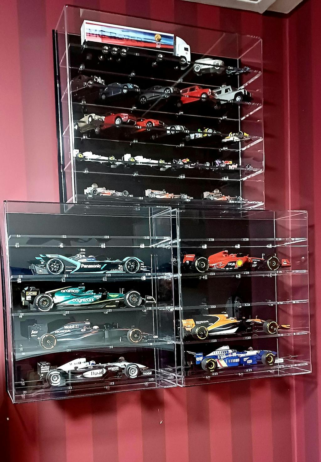 Acrylic Wall Display Case (Choice of Number of Shelves and Back Colour ...