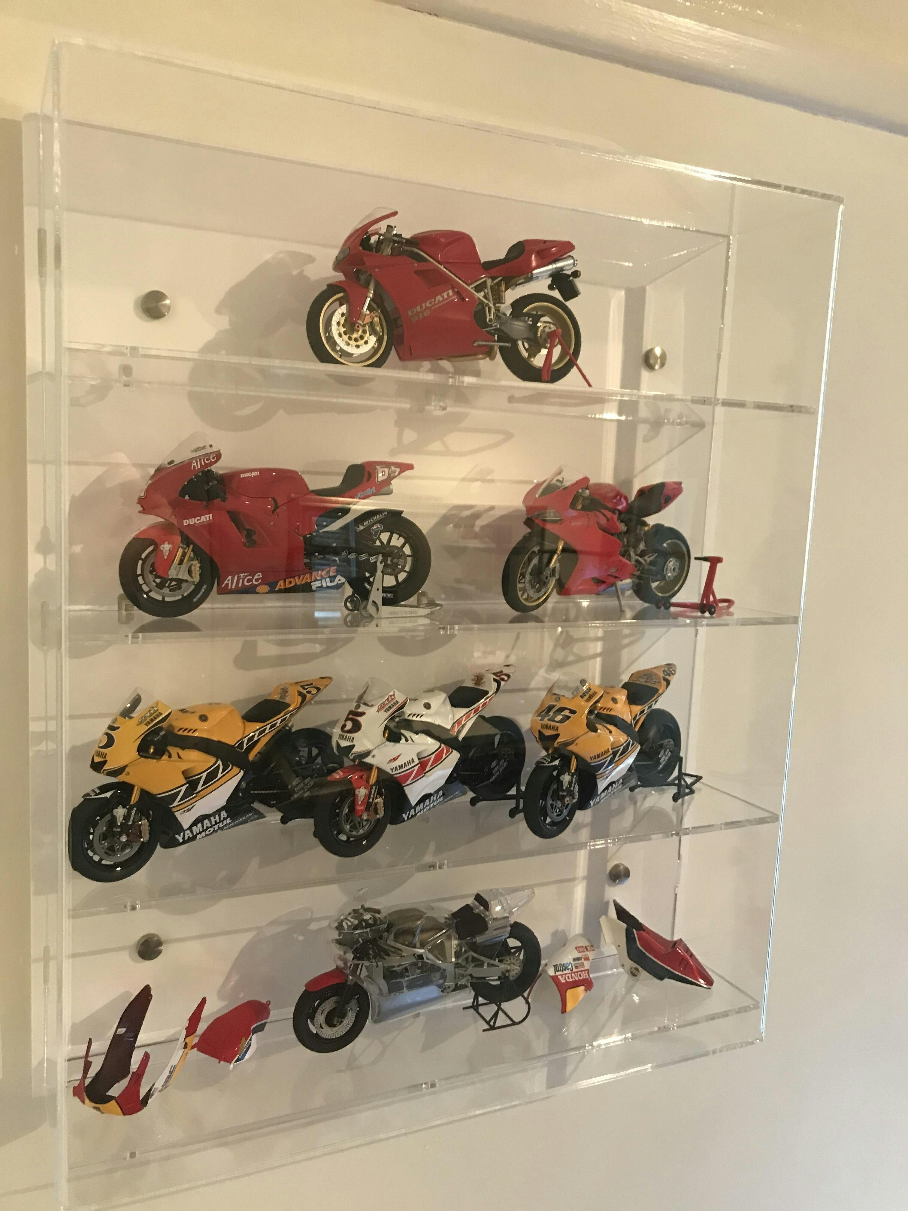 1:12 Scale Model Motorbikes Wall Display Case with UV Protection ...