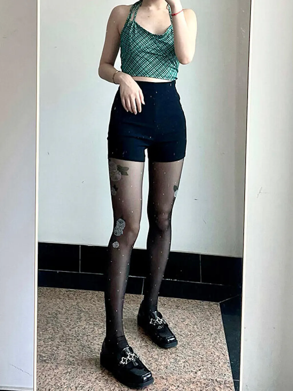 White Roses Thin Translucent Tights • Aesthetic Clothes