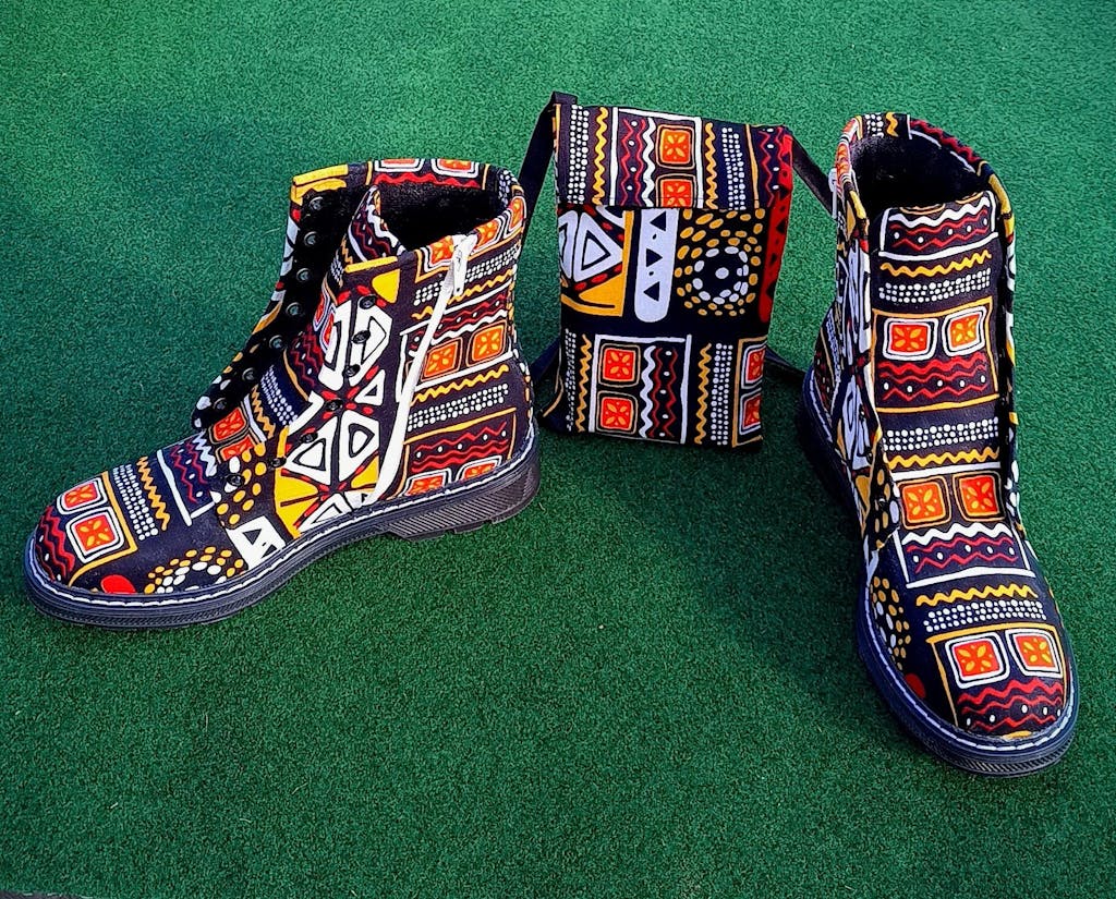 Rouge / Jaune Bogolan / Mud cloth - Tissu africain / tissu wax ...