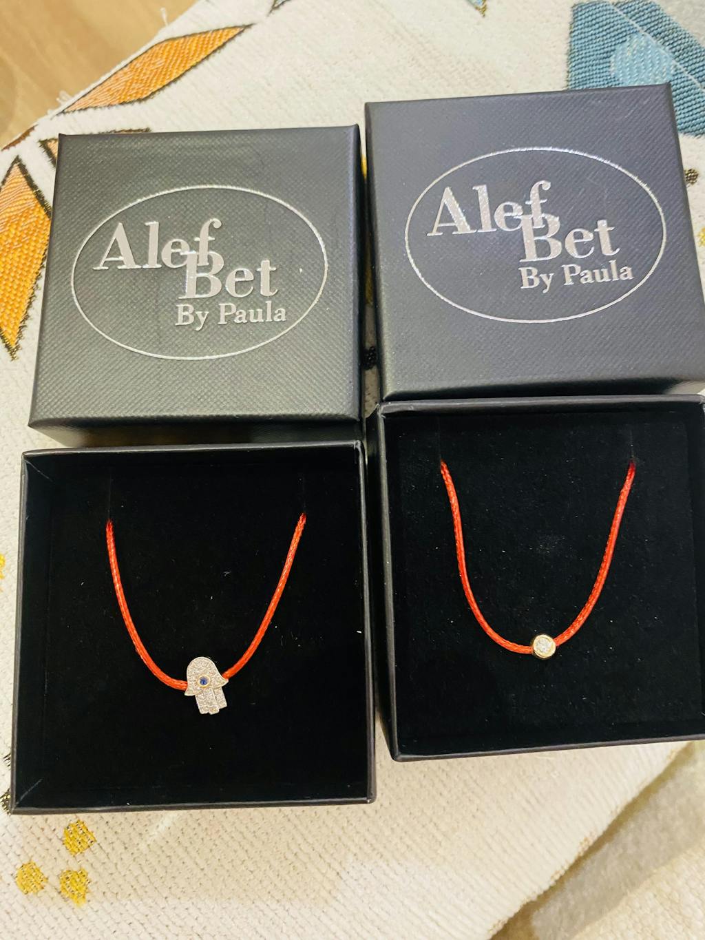 Red String Bracelet with Diamond Bezel in 14k Yellow Gold – Alef Bet by ...