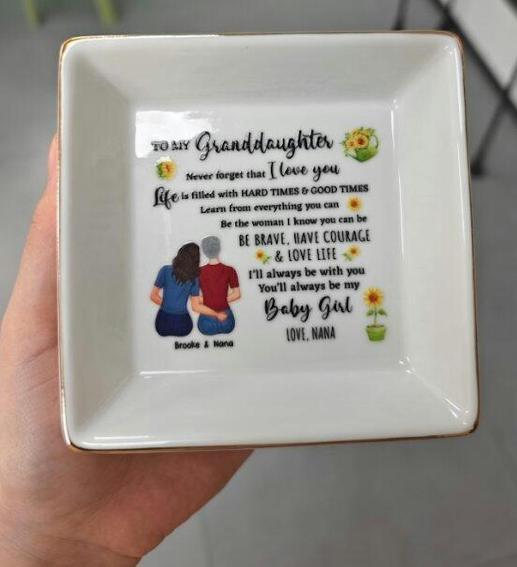 To My Badass Granddaughter, Flowers And Butterflies Reminder, Ceramic ...