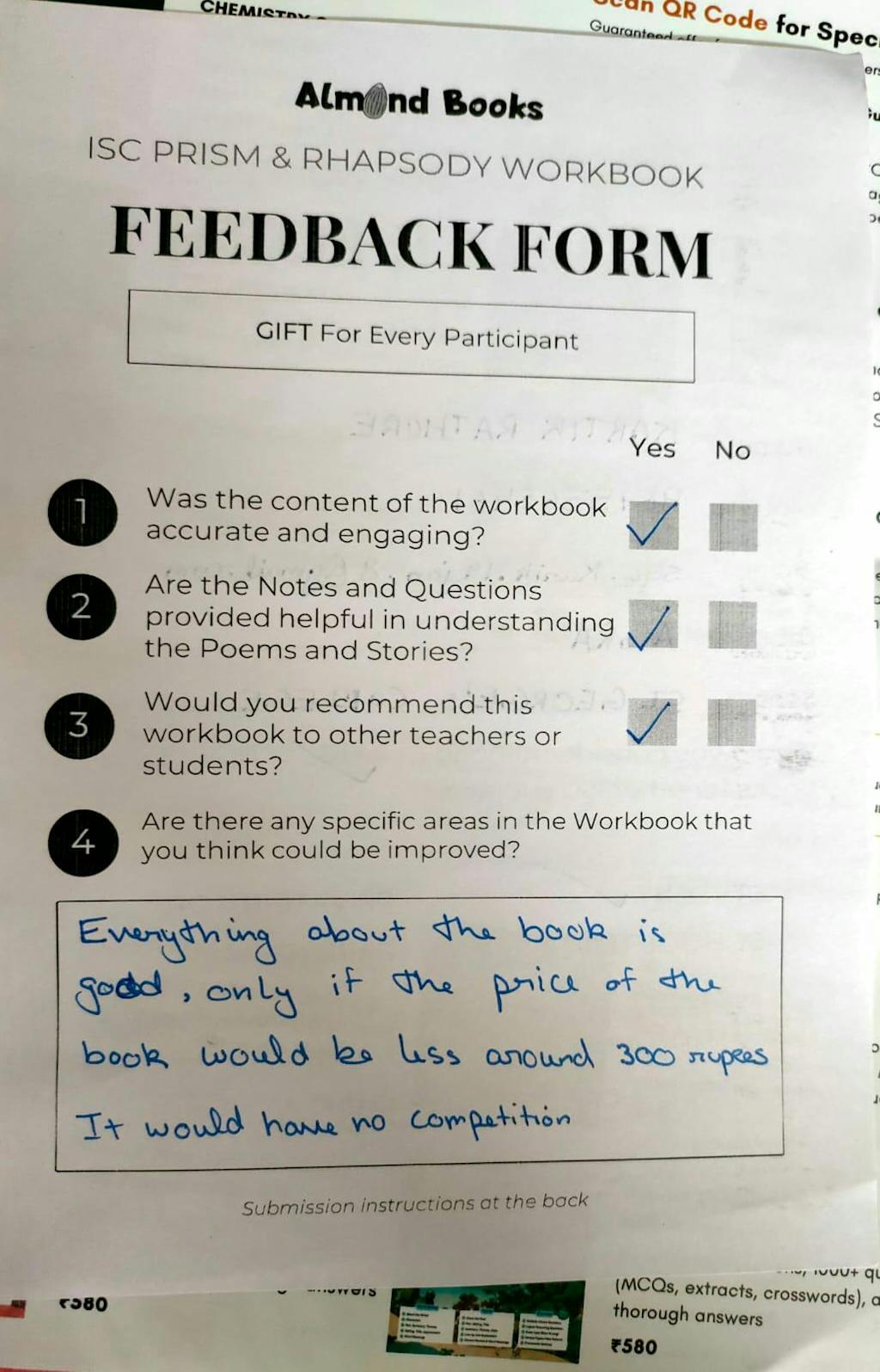 Almond Books ISC Class 11 Prism & Rhapsody: A Workbook for Poems & Sho