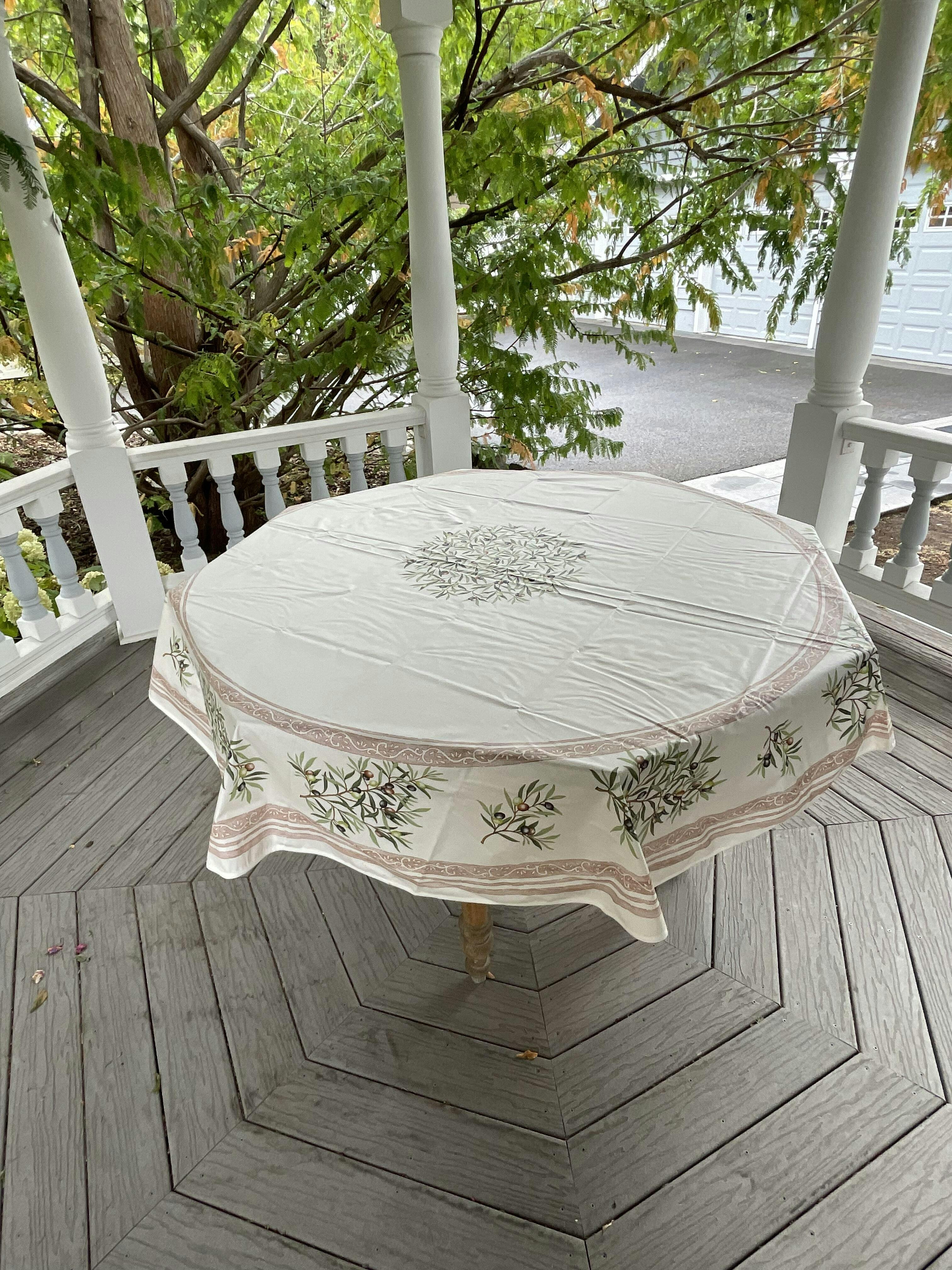 Acrylic Coated French Tablecloth | Olives Sprigs | Amelie Michel