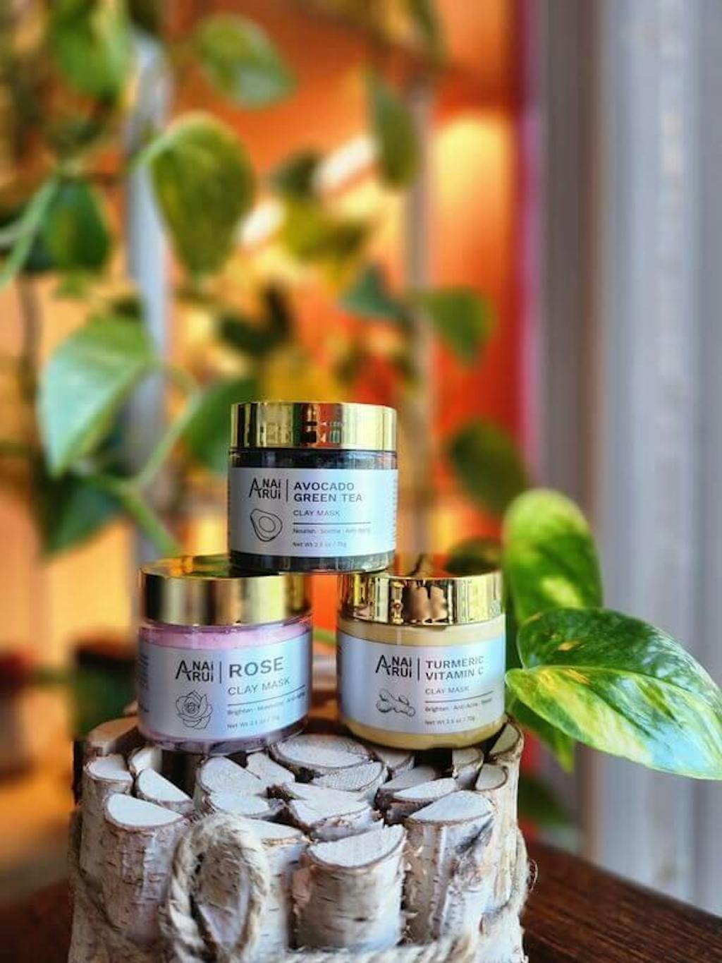 ANAIRUI Facial Mask Kit with Turmeric,Rose,Avocado Green Tea Clay Mask