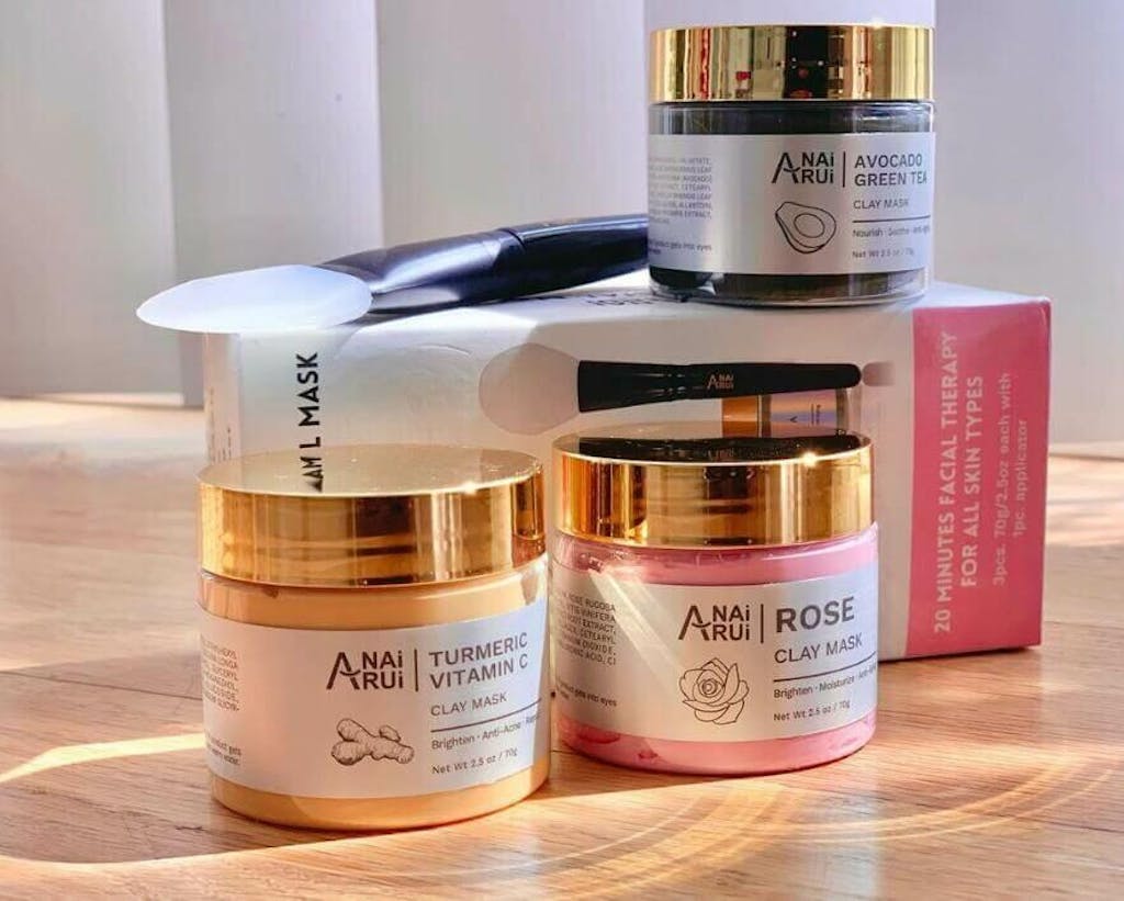 ANAIRUI Facial Mask Kit with Turmeric,Rose,Avocado Green Tea Clay Mask