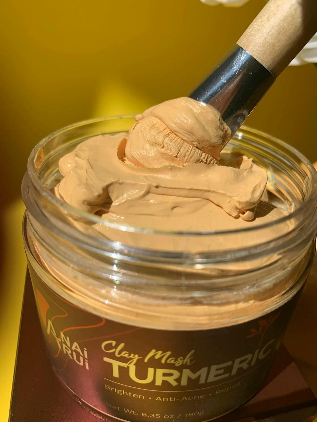 ANAIRUI Turmeric Clay Facial Mask for Acne, Skin Brightening Face Mask