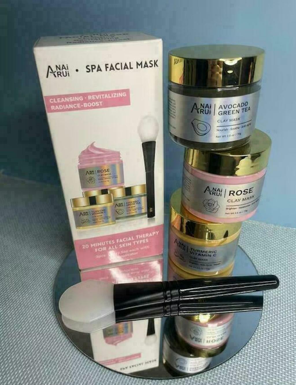 ANAIRUI Facial Mask Kit with Turmeric,Rose,Avocado Green Tea Clay Mask