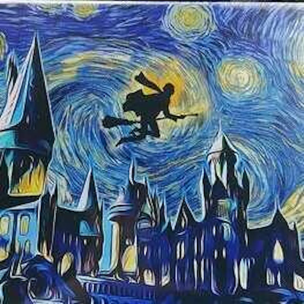 Harry Potter Starry Night Hogwarts Canvas Print Wall Art - AnimeBape