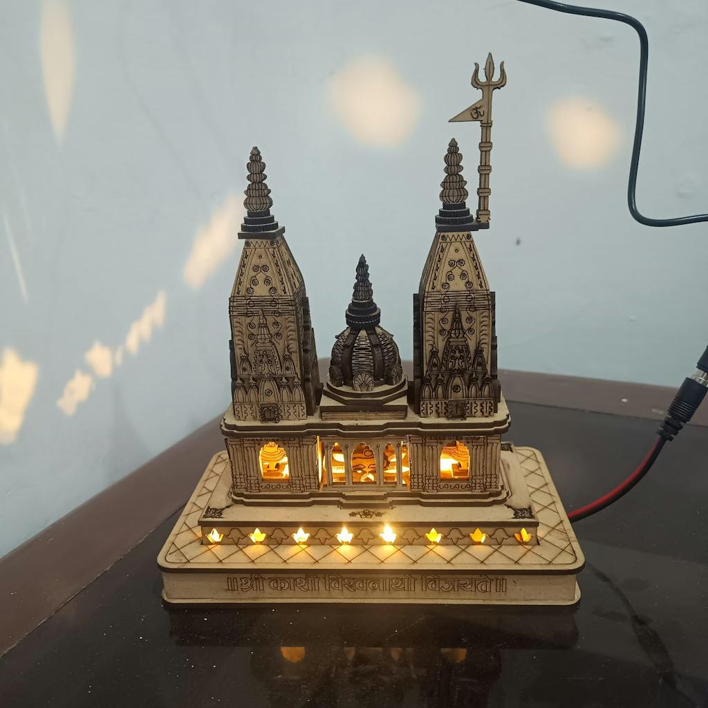 Shri Kashi Vishwanath Temple 3D Miniature Wooden Temple With Light ...