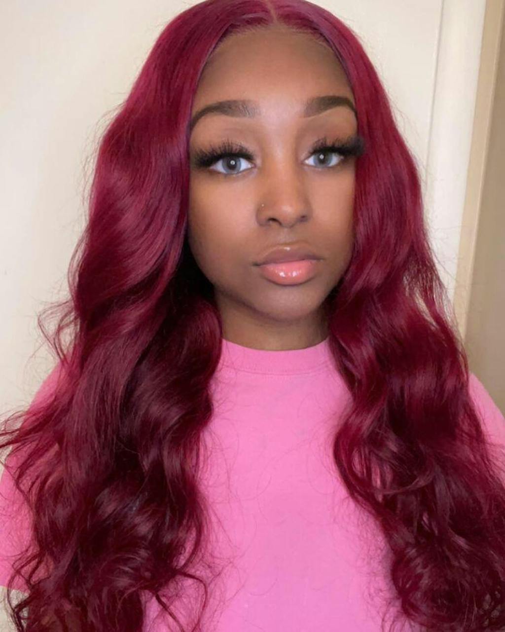 99J Red Body Wave Hair 13*4/4*4 Lace Front Glueless Closure Wigs Body ...
