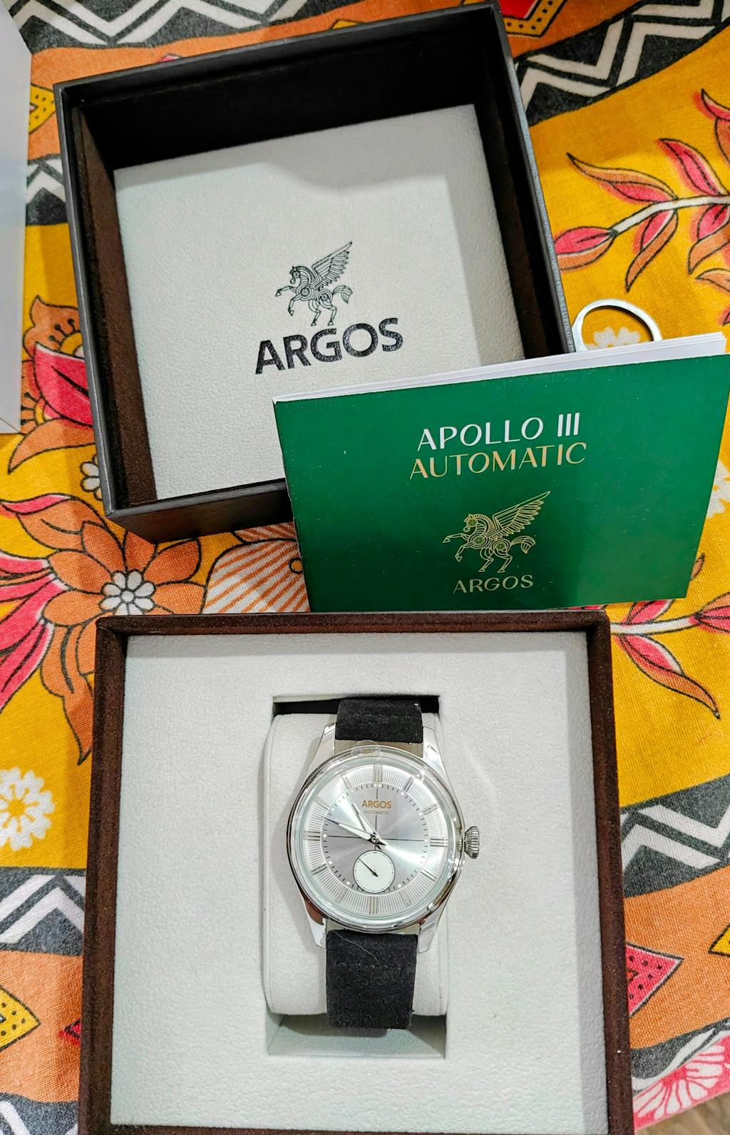 Argos Apollo III Pearl Silver with Italian Suede Strap