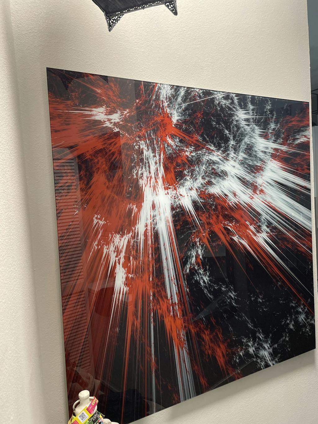Red Explosion"・Glass Wall Art – Artdesigna