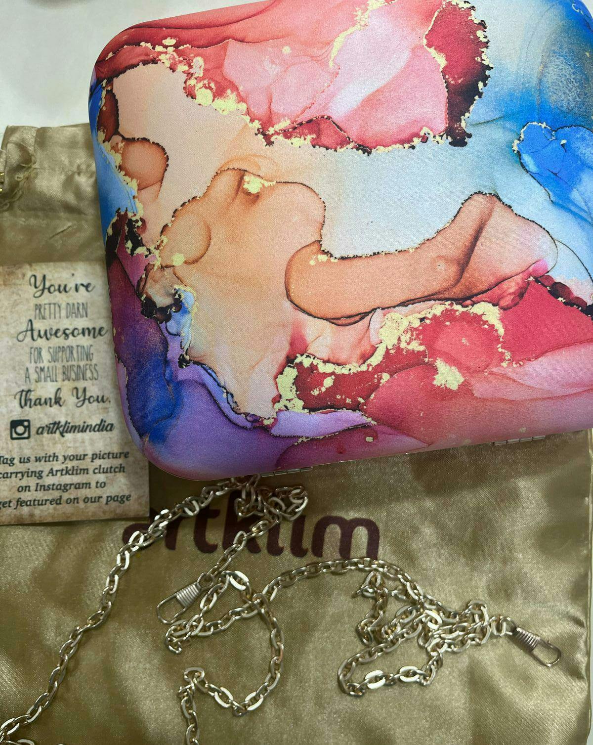 Rainbow Colored Printed Clutch