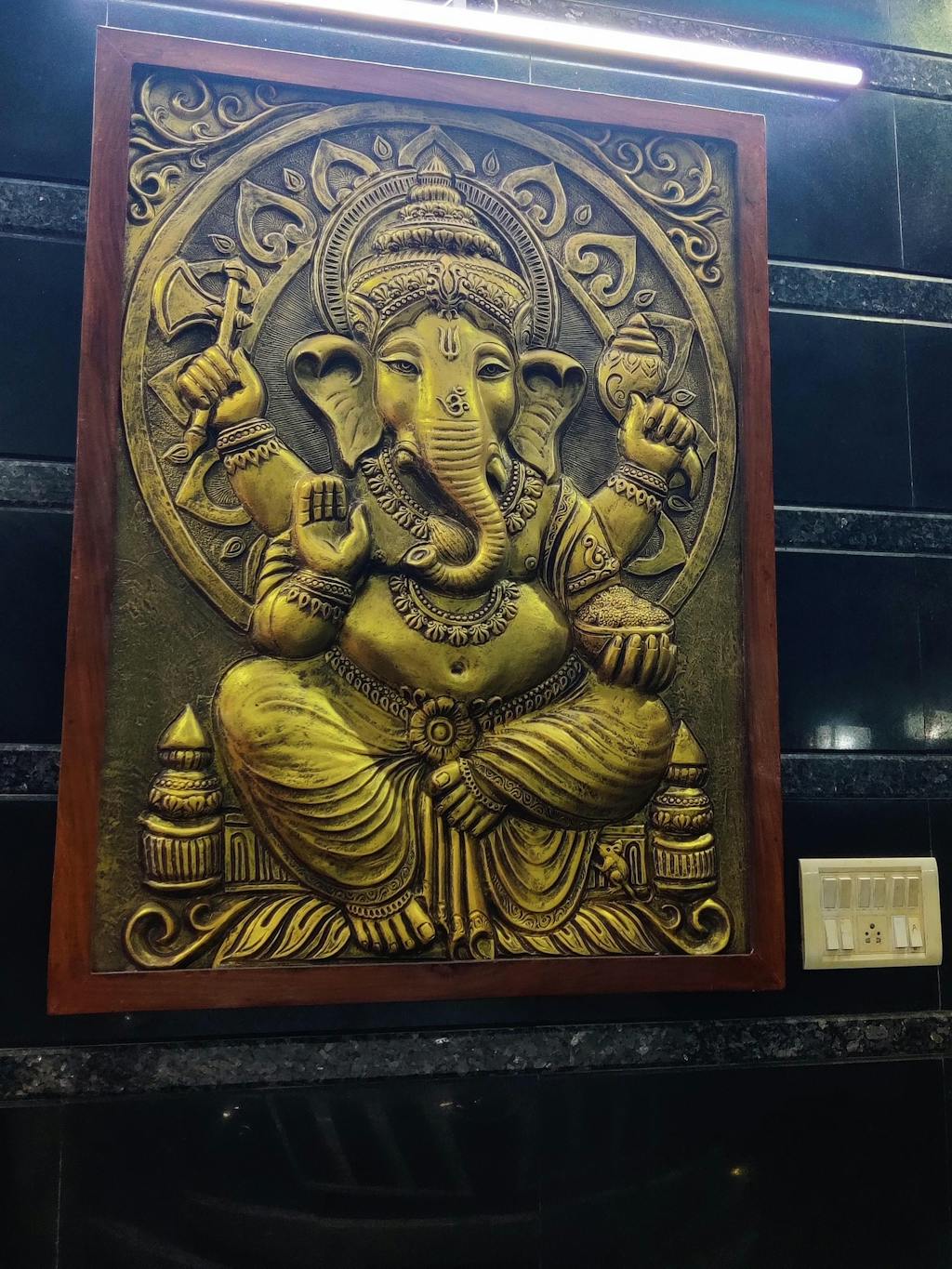Large Lord Ganesha 3D Relief Mural Wall Art Home Decor