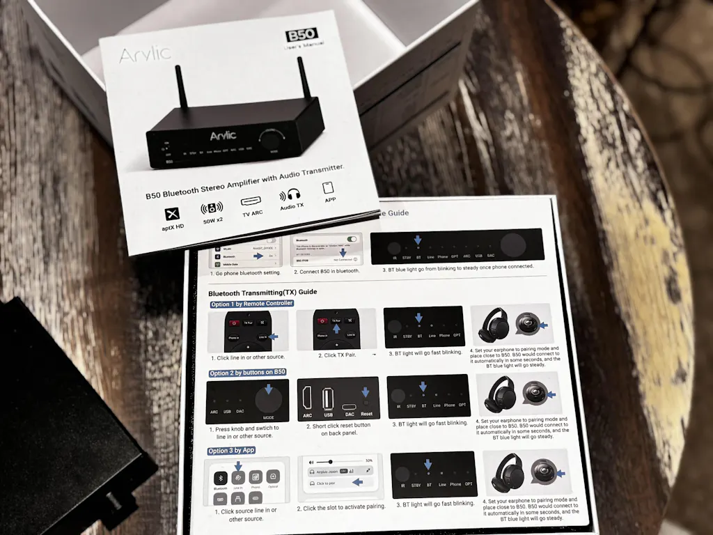 Arylic® B50 Bluetooth Stereo Amplifier With Audio Transmitter