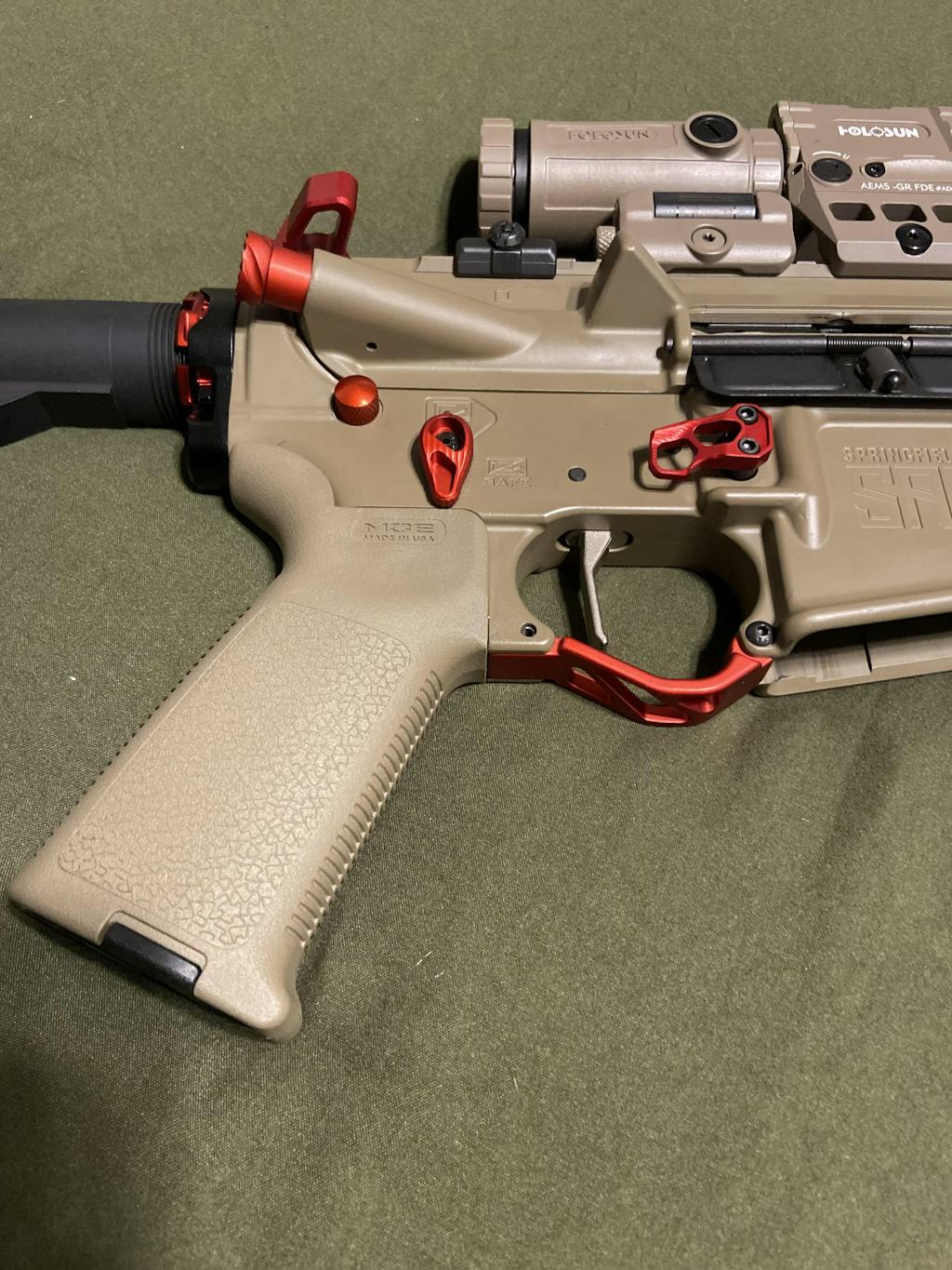 Raptor Charging Handle: Red Radian