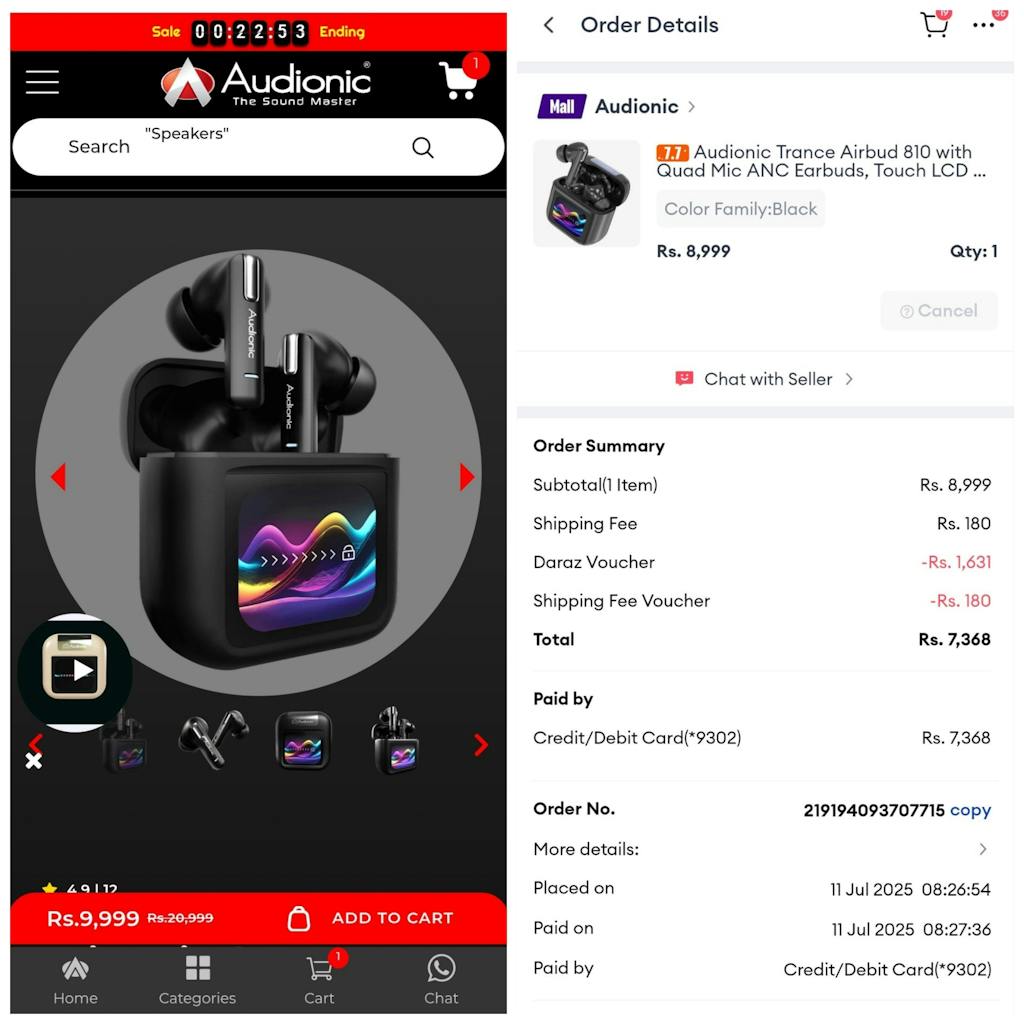 Trance Airbud 810 with Display and Quad Mic ANC – Audionic