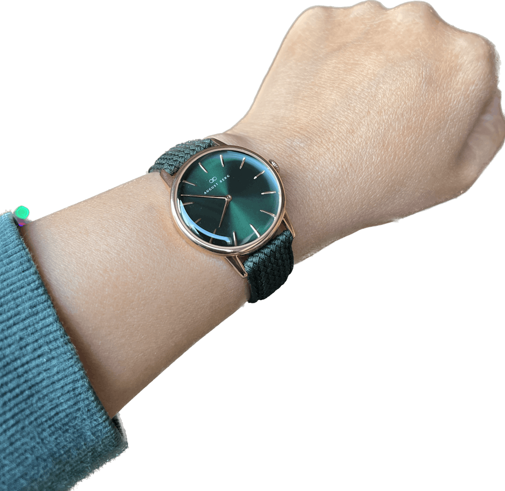 Green Dial Rose Gold Watch With Green Strap – August Berg