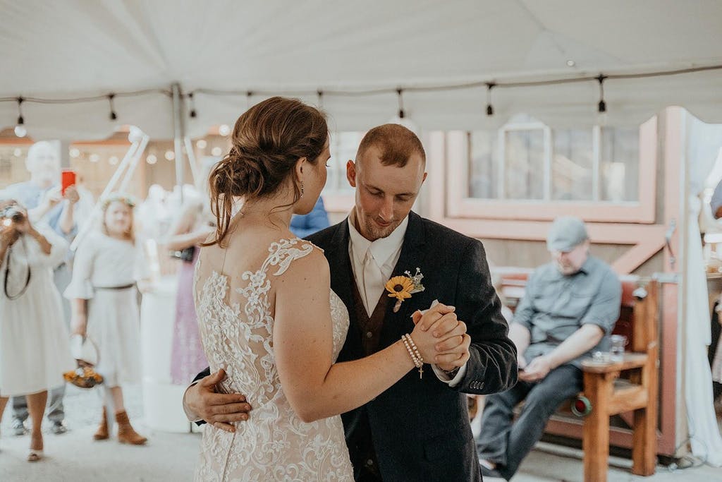 Eliana Illusion Lace Wedding Dress - Avery Austin