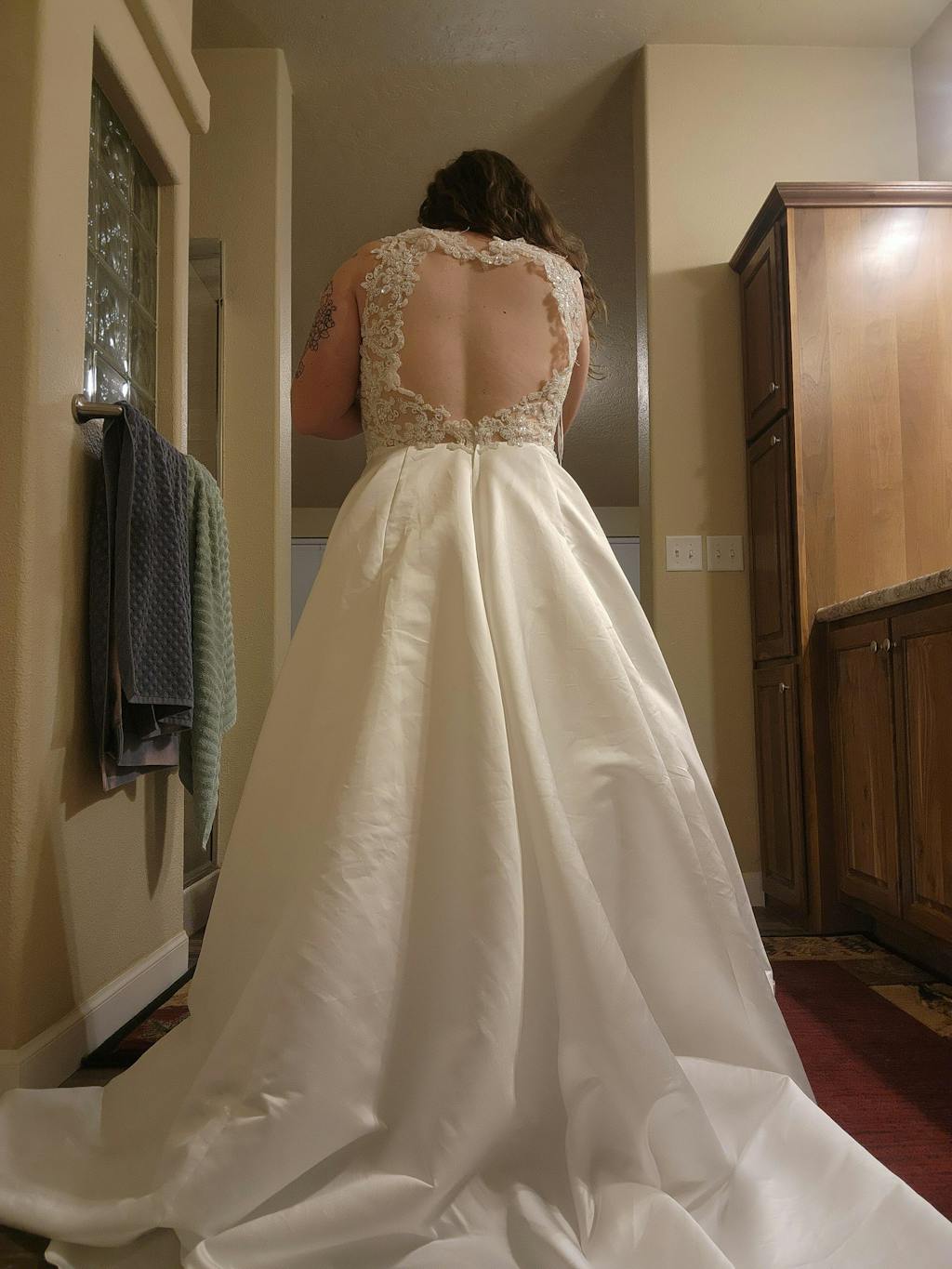 Ruby Satin and Lace Ivory Wedding Dress - Avery Austin