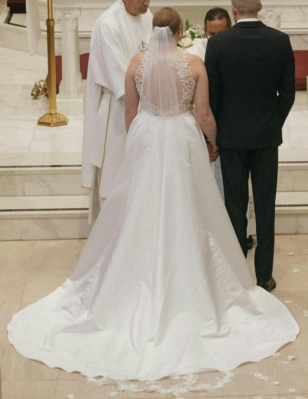 Ruby Satin and Lace Ivory Wedding Dress - Avery Austin