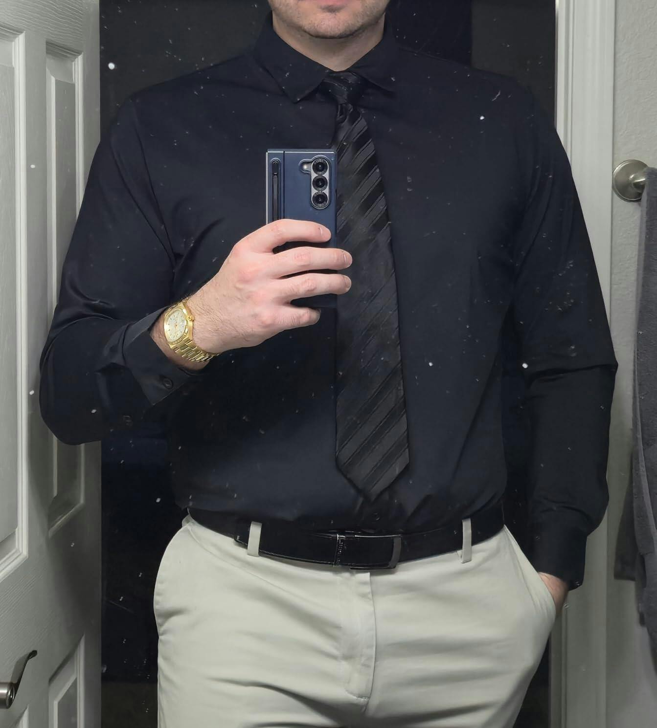 Camisa de Vestir Azzurro Elástica