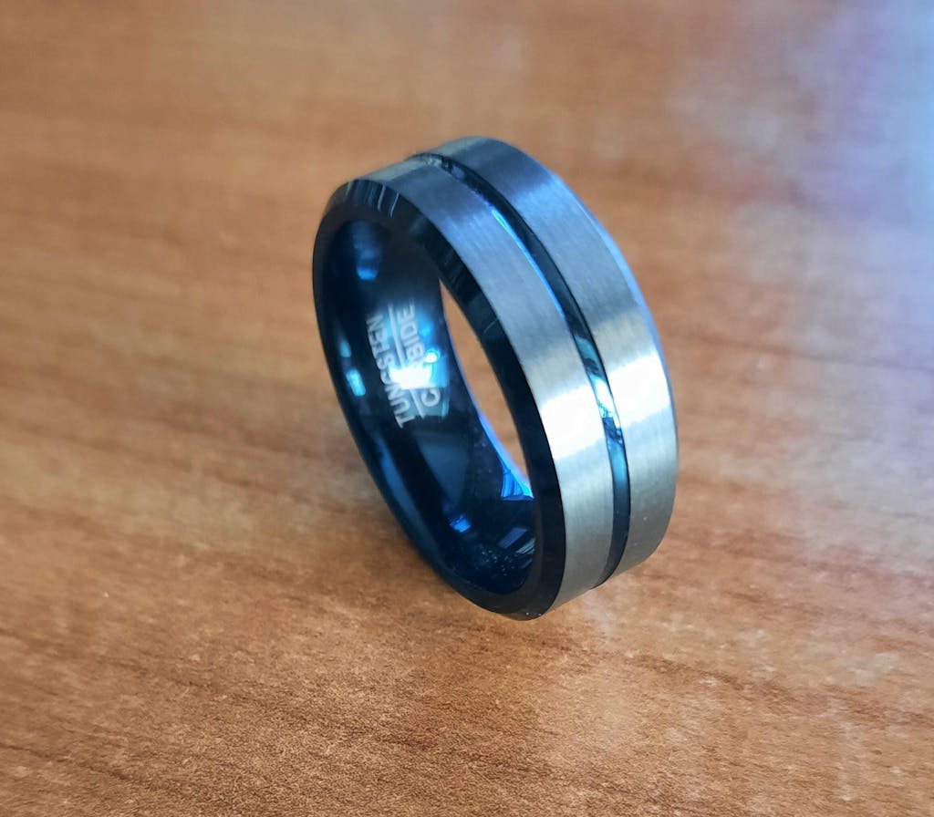 Men's Thin Blue Line Ring Police LEO Support Tungsten Carbide Silver ...