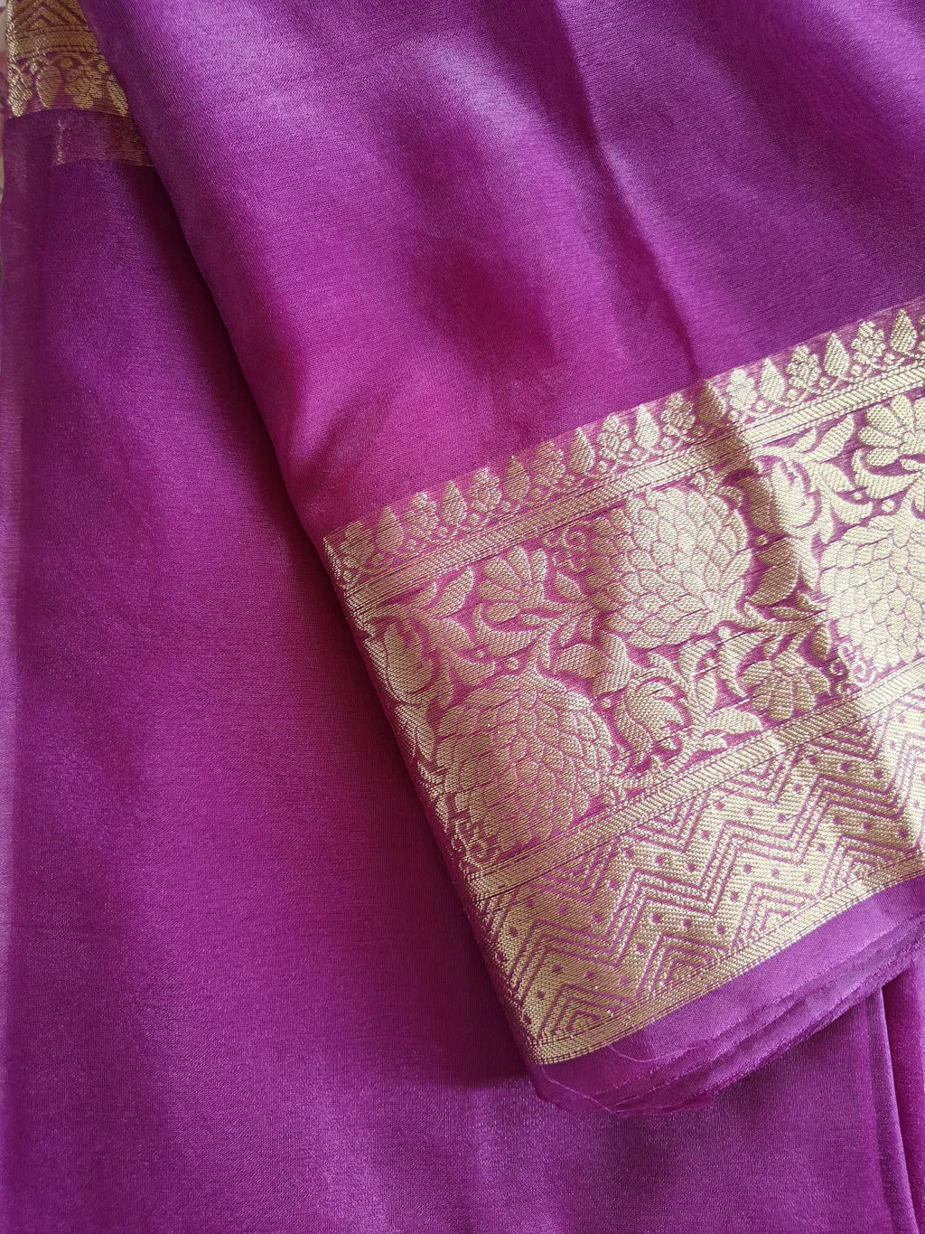 Banarasee Organza Mix Saree With Zari Border-Violet