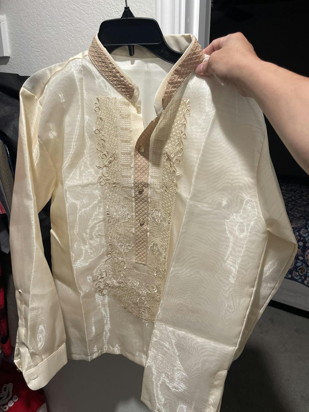 Pina Organza Premium Golden Barong Tagalog with Lining - Juan - JS120