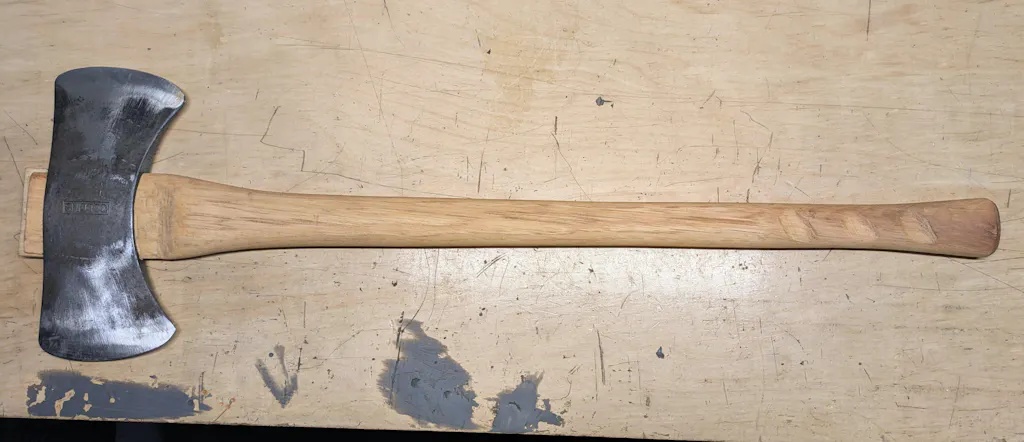 32" Double Bit Axe Handle Hickory Unfinished USA | Beaver-Tooth Handle Co.