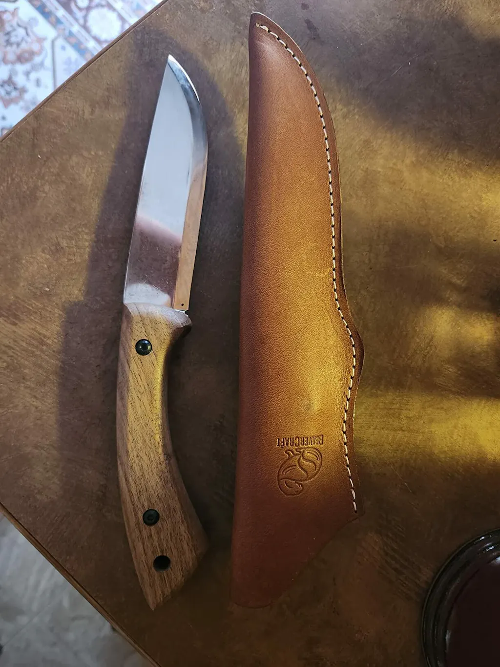 Carbon Steel Bushcraft Knife Walnut Handle with Leather Sheath – BSH1 ...