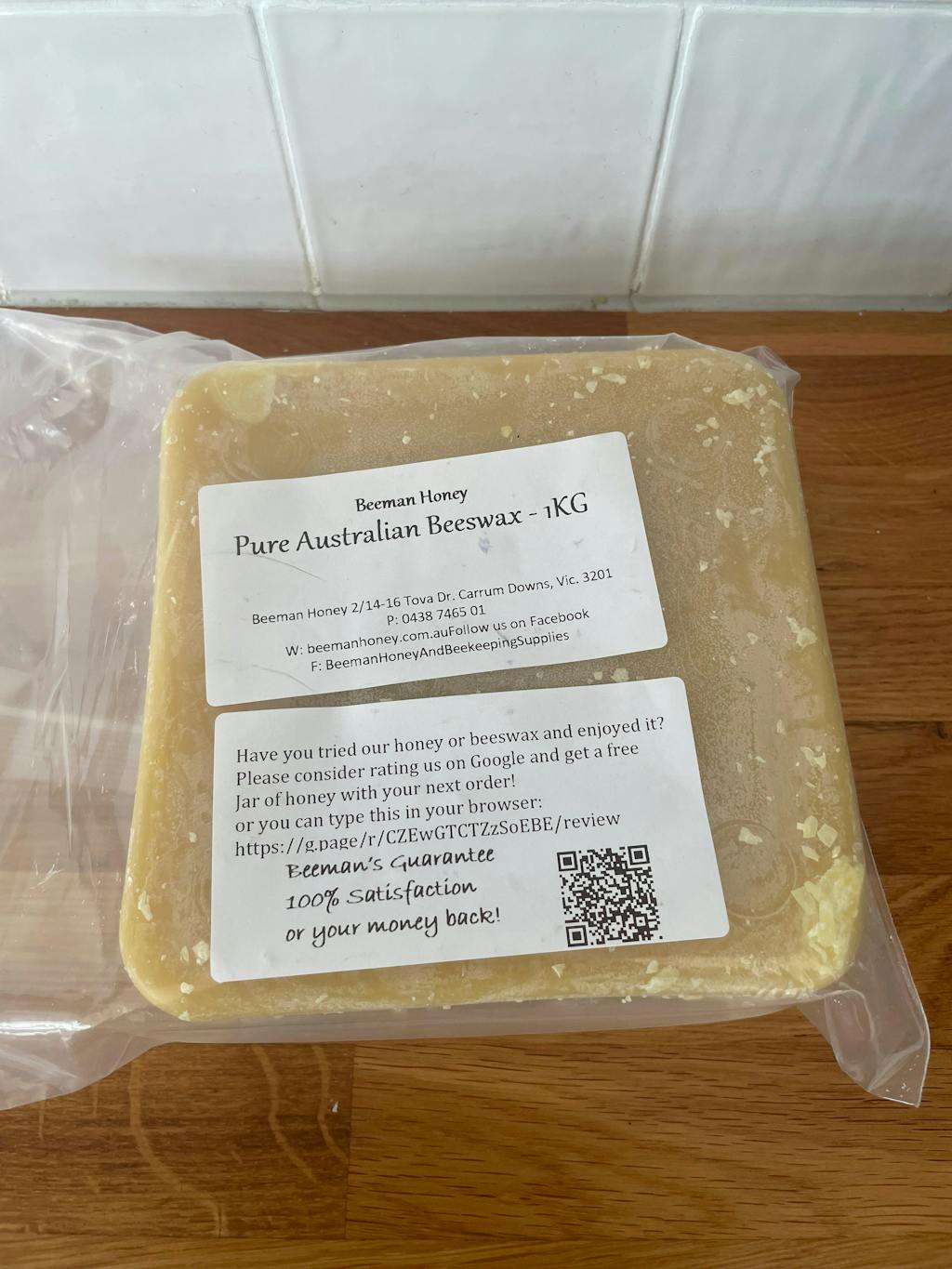 Pure Australian Beeswax Block 1kg
