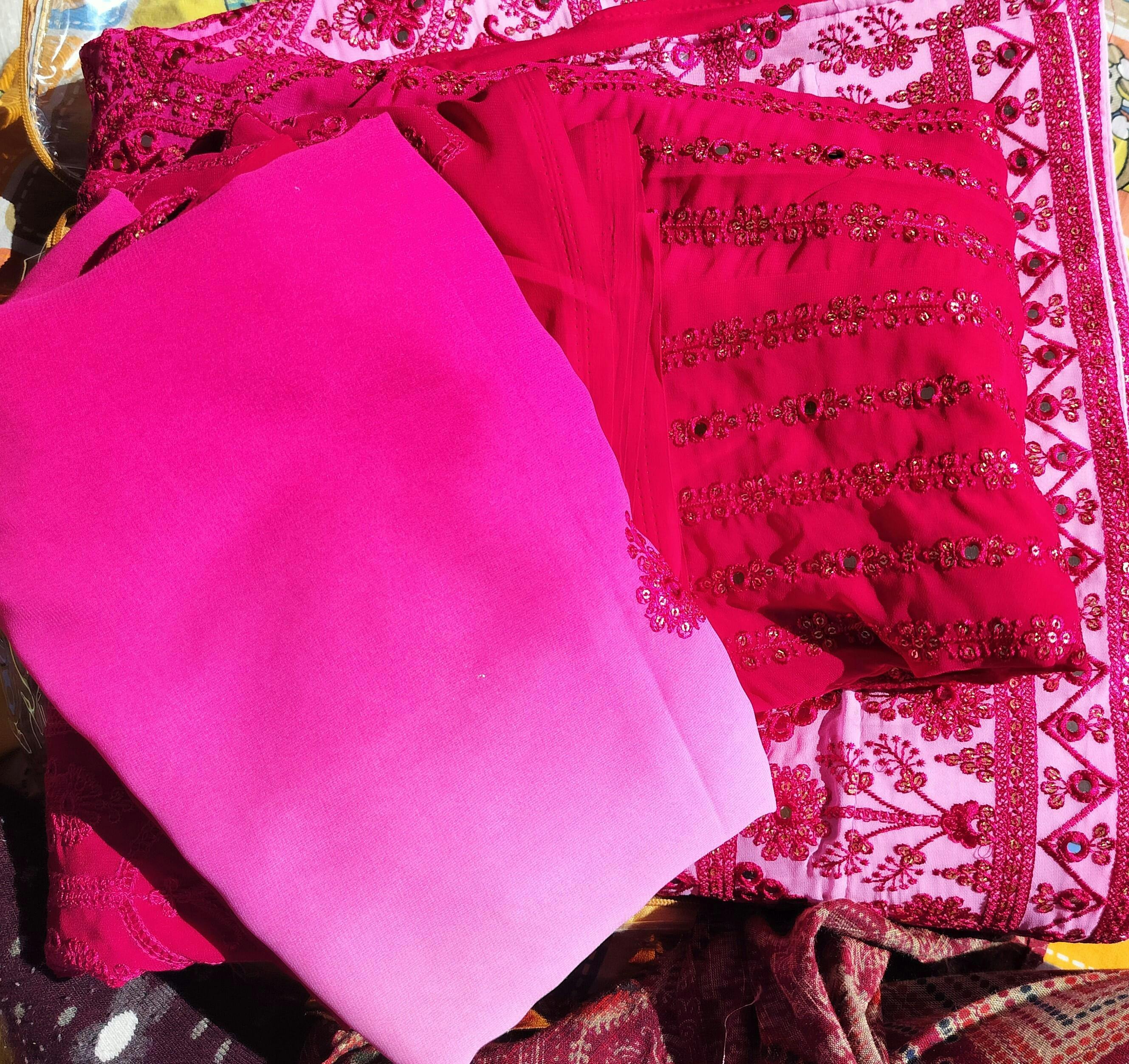 Shadding Pink color Sequence & Thread work Designer Wedding Lehenga Ch ...