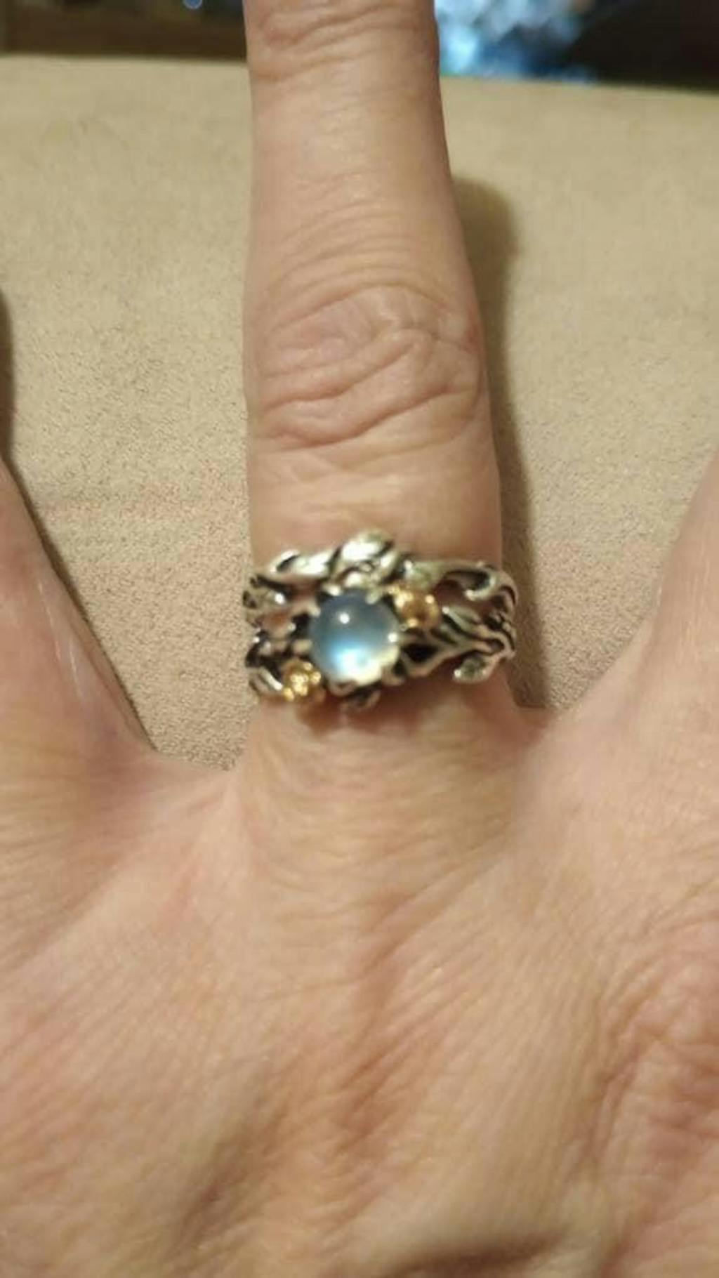 Primrose Moonstone Ring Set – Solid 14K Gold & Silver | BlackTreeLab