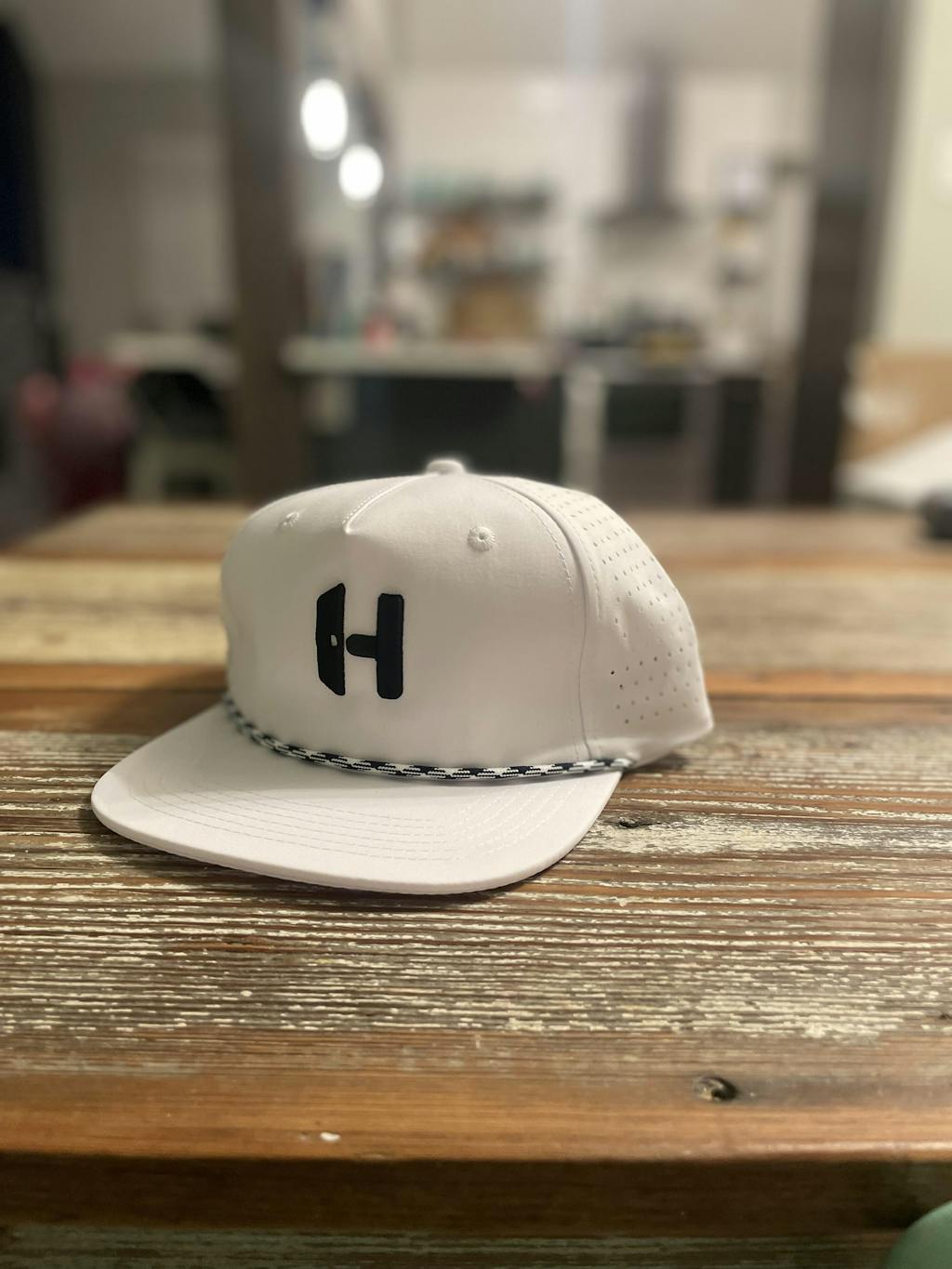 Perforated Structured White / Black-White Rope – Blank Rope Hats